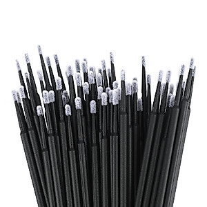 GCQQ 200PCS Micro Applicators, Black Micro Swabs for Eyelash Extensions, 2mm Microswab Applicators, Disposable Micro Cotton Swabs for Lash Extensions, Nails, and Makeup Clean (Black)