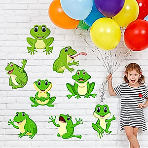 48 Pieces Funky Frogs Cut-Outs Cute Frog Accent Bulletin Board Cut-Outs Spring Bulletin Board School Classroom Cutouts Summer Fall Theme Party Cool Jumping Frogs Cutouts with Glue Point Dots