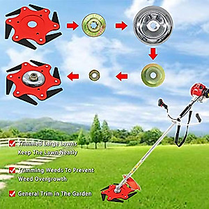 CZS 6 Steel Razor Blade Trimmer Head & 3 Teeth Brush Cutter Blade 67Mn Grass Steel Blades Tool with Adapter Accessories for Mower Weed Tools Mower Weed Tools