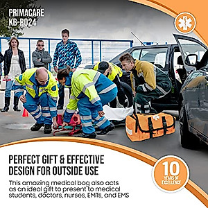 Primacare KB-RO24 Empty First Responder Bag, 15"x9"x8", Professional Compartment Kit Carrier for Trauma and Emergency Medical Supplies, Orange