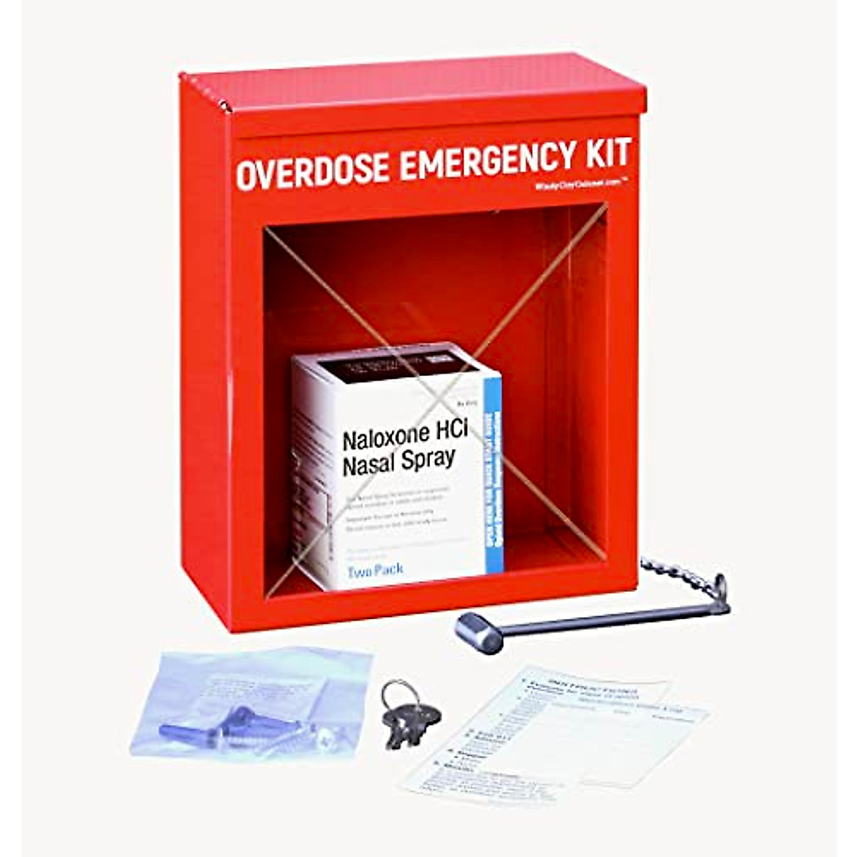Windy City Cabinet Nasal Spray Overdose Kit Locking Cabinet, High Visibility Cabinet for Emergency First Aid Supplies, Locking (Medication Not Included)