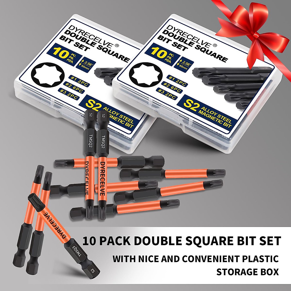 10-Pack 8 Point Star Bit - Professional 8 Point Torx Bit (Magnetic Heads & Hex Shank) - Double Square Bit Set Made of Premium S2 Alloy Steel - 8 Point Star Bit for Trailer - Sizes #1, #2 and #3