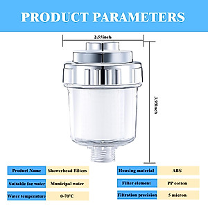 5 Micron Shower Filter with 5 Cartridges, Shower Head Filter for Hard Water, Shower Water Filter for Hair and Skin, Showerhead Filter Water Softener Replacement