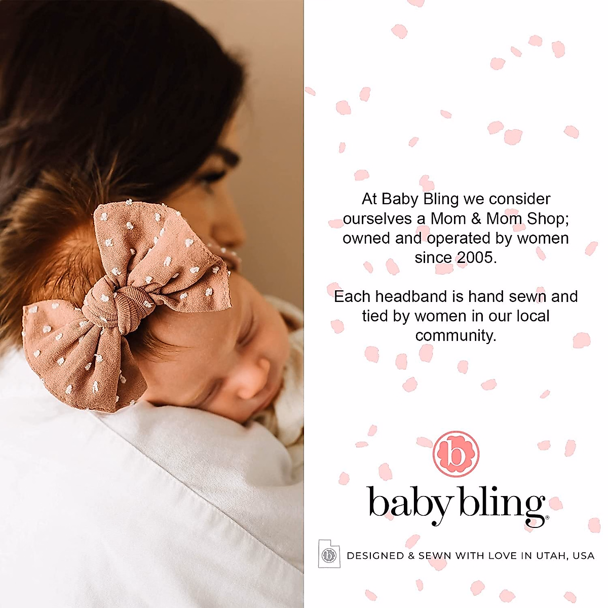 Baby Bling Bows Newborn to Toddlers Hair Bow - Three Amigas Headbands Hair Accessories Little Girls, One Size (3 Pack - 3 Pack - Mauve, Rose Quartz, Oatmeal Mushroom)