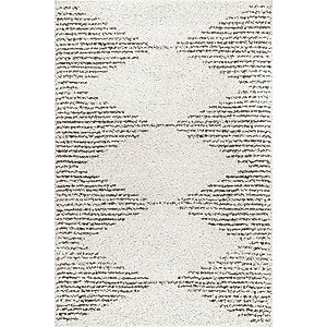 nuLOOM Scarlette Abstract Diamond Shag Area Rug, 9x12, Off-white