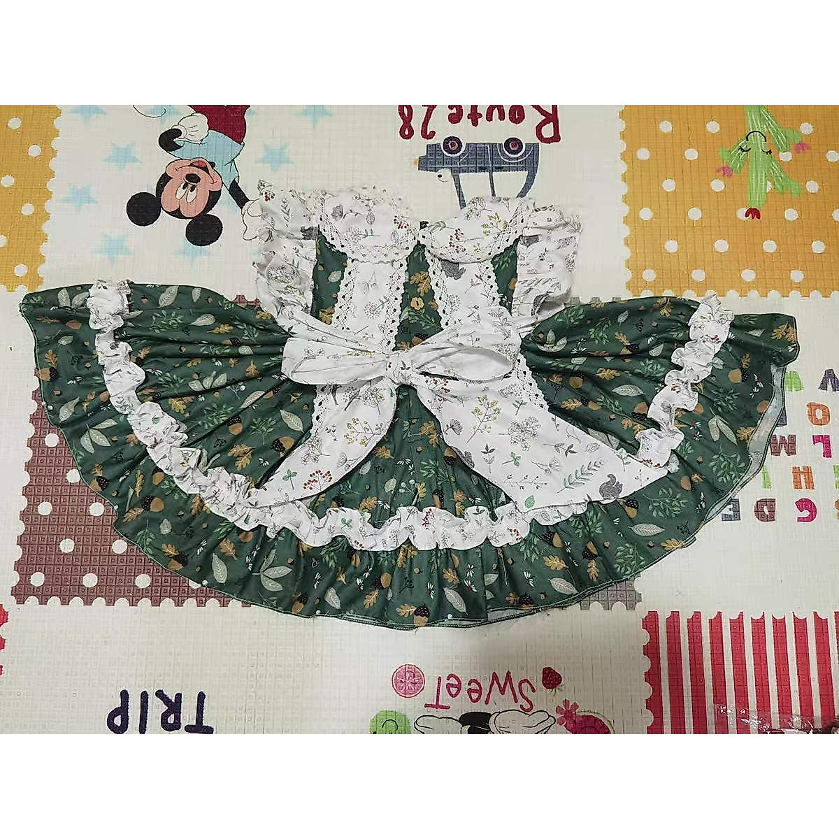 Qililandiy 7 Pcs Green Floral Fat Quarters Fabric Bundles Quilting Fabric Bundle Patchwork for Sewing Quilting and Crafting (18x22 inch)