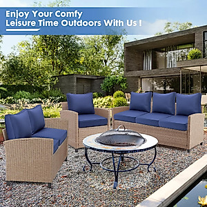 HERMOCE Outdoor Deep Seating Cushion Set, 24" x 24", Waterproof & Fade Resistant Patio Furniture Cushions with Handle, Deep Seat and Back Cushion for Chair and Sofa (1, Blue)