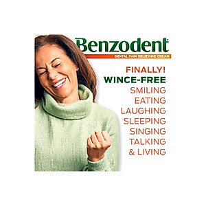 Benzodent Dental Pain Relieving Cream Topical Anesthetic, No Artificial Color & Flavors