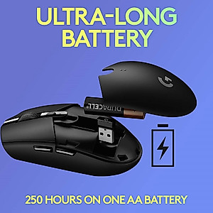 Logitech G305 LIGHTSPEED Wireless Gaming Mouse, Hero 12K Sensor, 12,000 DPI, Lightweight, 6 Programmable Buttons, 250h Battery Life, On-Board Memory, PC/Mac - Lilac