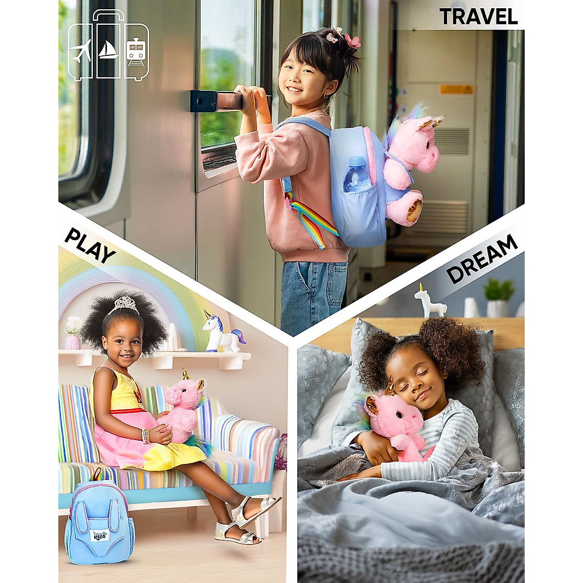 Naturally KIDS Pink Unicorn Toys for 3 Year Old Girl, 3 Year Old Girl Gifts, Gifts for 2 Year Old Girls, Gifts for 3 Year Old Girl, Toddler Unicorn Backpack