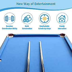 55" Folding Pool Table Set Mini Billiard Pool Table Portable Table Top Snooker Game with Accessory, Simple Assembly, Blue