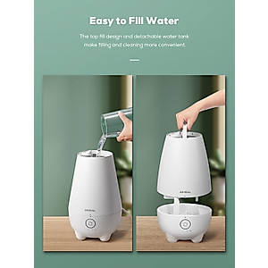 Aiheal Humidifiers for Bedroom Large Room Home, 5L Top Fill Cool Mist Ultrasonic Humidifier for Baby Plants, Smart Humidistat Mode, Essential Oil Diffuser, Sleep Mode, Auto Off and Ultra Quiet, White