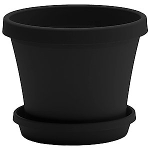 Bloem Terra Pot Round Planter: 16" - Black - Matte Finish, Durable Resin, Traditional Style Pot, for Indoor and Outdoor Use, Gardening, 8 Gallon Capacity, Saucer Not Included