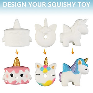 Jim&Gloria Paint Your Own Squishies, Jumbo Squishy Gifts for Girls and Boys 8 9 10 11 12 13 14, Arts and Crafts for Kids, Party Favors for Birthday, Valentines Gift for Kids, Pack of 3