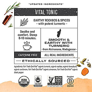 Numi Organic Amber Sun Turmeric Tea, 15 Tea Bags (Pack of 3), With Rooibos & Spices, Herbal Tea (Packaging May Vary).