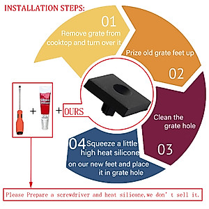 Allstare 826885 Grate Rubber Feet for Wolf CG Series Gas Cooktop Range Burner Grate Pad Rubber Support Bumpers Also Fit Other Brand Stove 4 Pack
