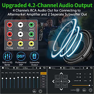 [QLED Screen Upgrade] Double Din Car Stereo with Dash Cam, Wireless Apple CarPlay and Android Auto, Bluetooth 5.3, 4.2-Channel Audio Output, MirrorLink, Backup Camera, AM/FM Car Radio