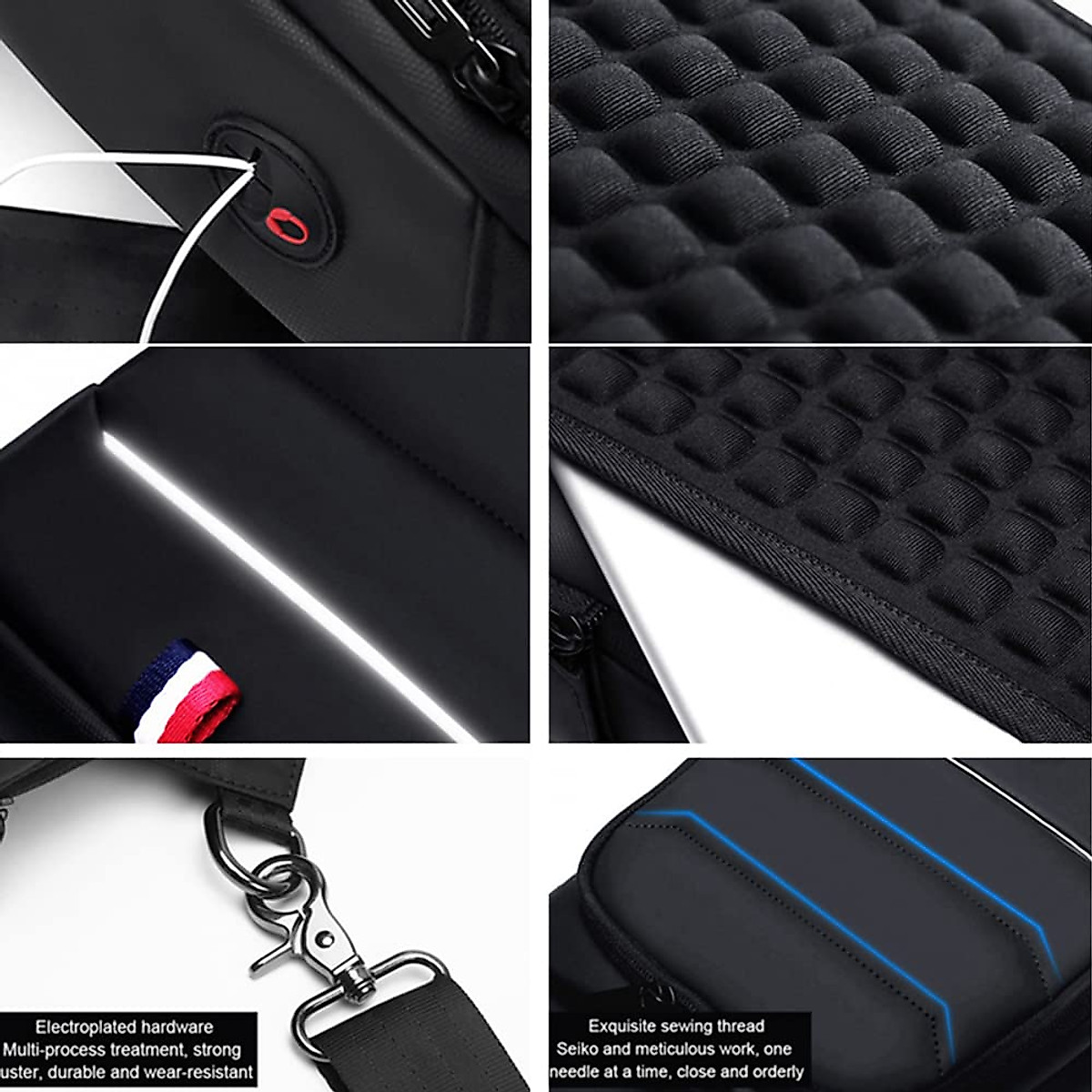 ZUK Sling Backpack for Men Waterproof Shoulder Crossbody Bag Chest Bag with USB Charging Port Small Sling Bag Fits 9.7 Inch Ipad