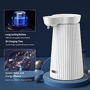 HYHome 17oz/500ml Touchless Automatic Soap Dispenser, Foaming Soap Dispenser 3-level Adjustable, Display of Dispensing Level, Battery Level, Time, Low Liquid Reminder Suitable for Kitchen and Bathroom