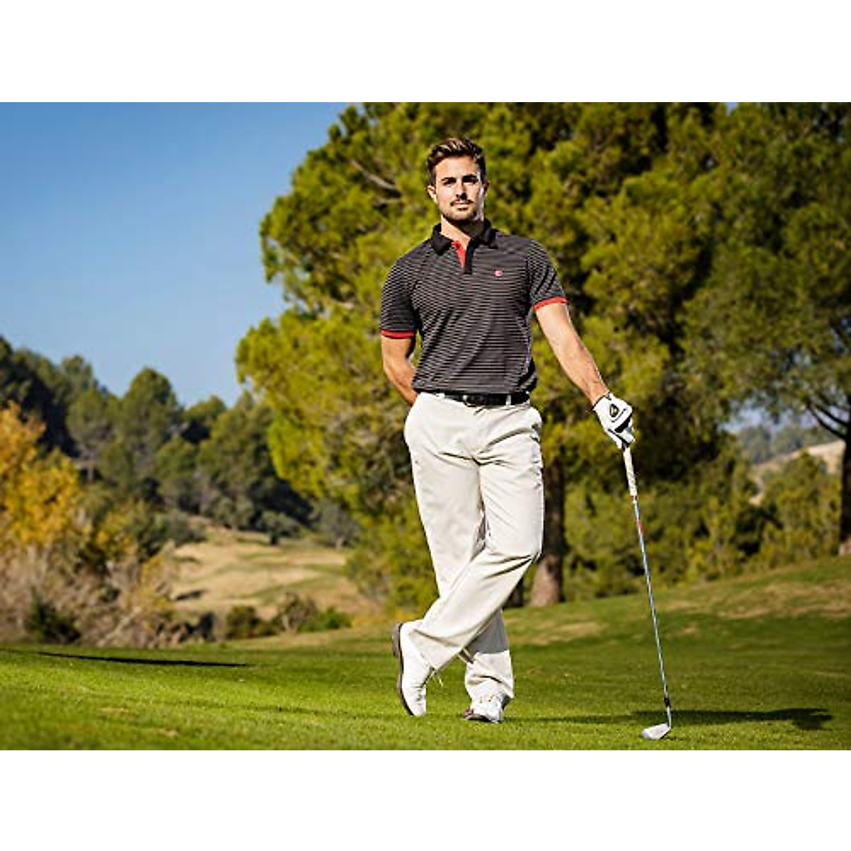 Hirzl Trust Hybrid Golf Gloves Mens Worn on Left Hand (Right Handed Golfer) Super-Strong Kangaroo Leather White / Black Small Ultra Grip Mitt