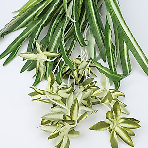 YINKUU Artificial Chlorophytum Silk Flowers, Artificial Flowers Plant Fake Greenery Faux Plant Hanging Ivy Green Leaves Bonsai Wall Hanging Plants for Home Garden Office Wedding Decoration