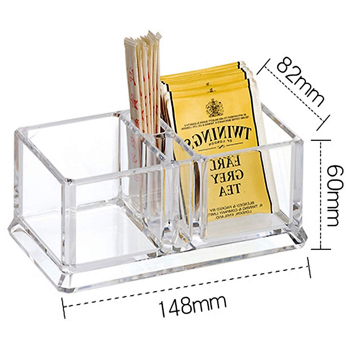 Yakri Clear Acrylic Two Lattices Tea Bags Holder Coffee Sugar Bag Case Guest Room Storage Boxes YTBH-001