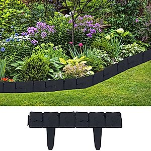 GOCHUSX Garden Fence Edging, 10/20/30/40Pcs Home Garden Border Edging Plastic Fence Stone, DIY Yard Landscape Plant Fence,Fit for Lawn Yard (Color : Black, Size : 20pcs)