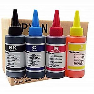 Printer Ink Dye Ink Black/Cyan/Magenta/Yellow Refill Ink Kits Suit for Eposn for Canon for HP for Brother for Lexmark for Samsung for Dell for Kodak All Inkjet Printer (100ML 1Set 4 Pcs)