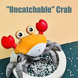 Growinlove Crawling Crab Baby Toy, Interactive Tummy Time Crab Toy with Music, Lights and Obstacle Avoidance Feature, USB Rechargeable Dancing Toy for Babies Boys Girls