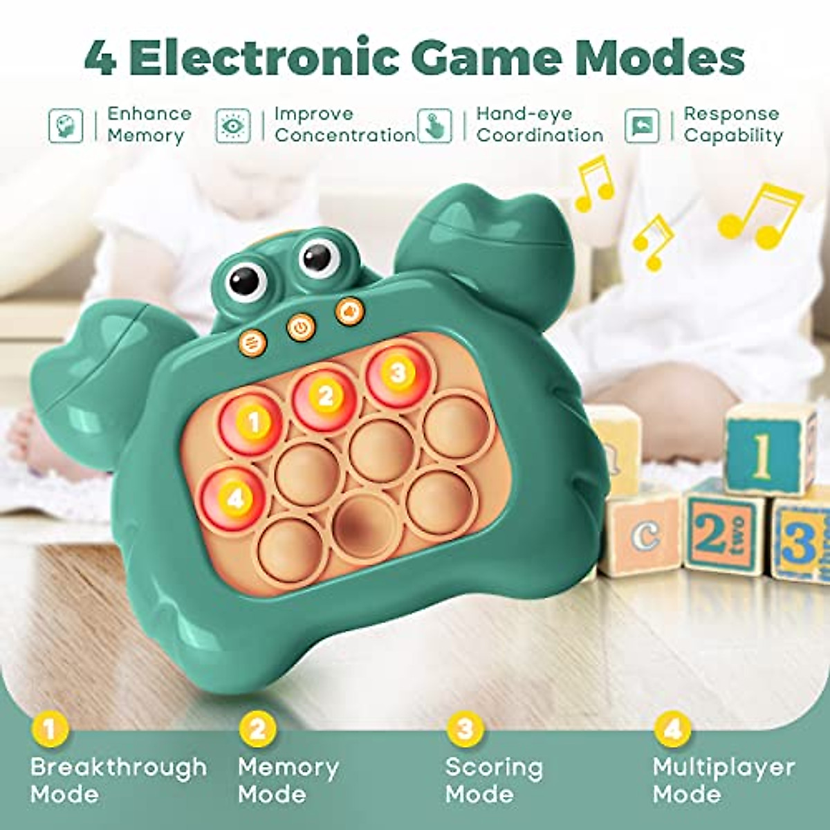 Quick Push Game Pop Game It Fidget Toys Light up Pattern Popping Game Puzzle Game Machine Anti-Anxiety Autism Sensory Toy for Children Adults