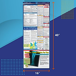2025 Florida State and Federal Labor Law Poster - OSHA Workplace Compliant - Mandatory Regulations Posting for Employees - Required Compliance Posting 16" x 40" Laminated (1PACK)