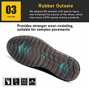 Furuian Steel Toe Shoes for Men Comfortable Safety Shoes Non Slip Steel Toe Sneakers Mens Work Shoes Black Size M12/W13.5