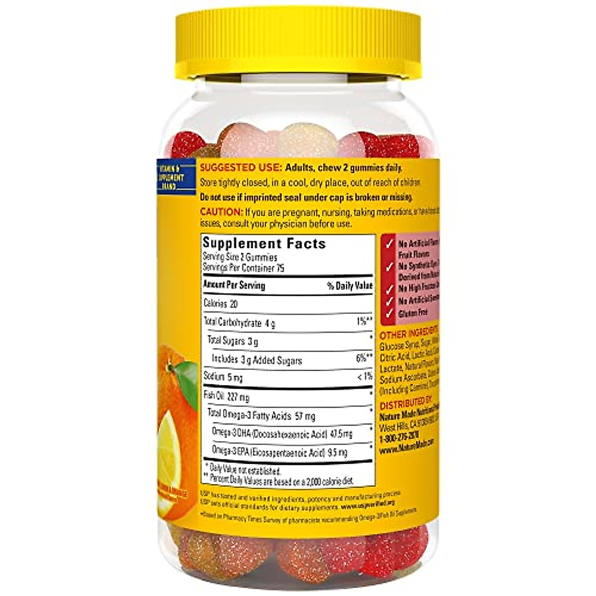 Nature Made Fish Oil Gummies, Omega 3 Fish Oil Supplements, Healthy Heart Support, 150 Gummies, 75 Day Supply