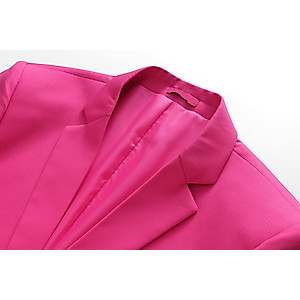 UNINUKOO Mens Suit Slim Fit 1 Button 2 Piece Wedding Party Holiday Solid Color Tux Suits for Men US Size 30 Pink