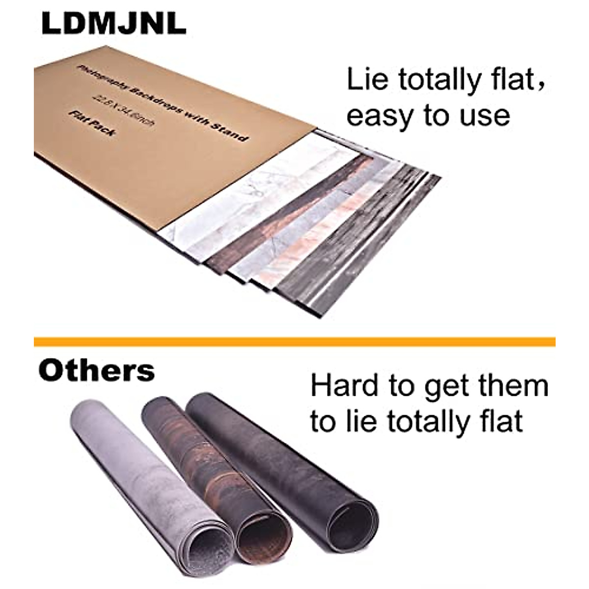 8PCS Food Photography Backdrops with Tripod Stand Flat Pack Double-Sided Realistic Flat Lay Photo Tabletop Backdrops for Products Photography