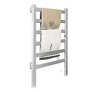 2-in-1 Towel Warmer and Drying Rack, Heated Towel Rack, Free Standing & Wall Mount with 6 Bars & Aluminum Frame for Bathroom (UL Certified)