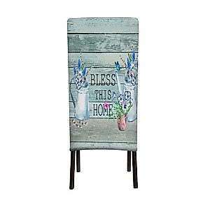 WONDERTIFY Flower Garden Chair Covers for Dining Room Spring Blooming Flowers Wooden Board Stretch Slipcovers Chair Protector Decor for Home and Banquet