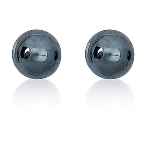 AVORA 925 Sterling Silver 6mm Hematite Ball Stud Earrings