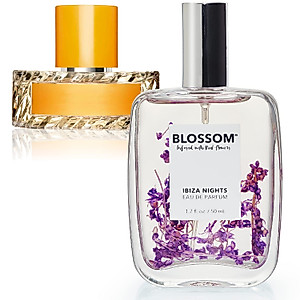 Blossom Unisex Eau De Parfum, Cruelty Free & Vegan Fragrance, Plant-based Perfume Spray with Real Flowers, Made in USA, 1.7oz, (Black Lotus, Jasmine, Vanilla, Mango, Spiced Blackberry), Ibiza Nights