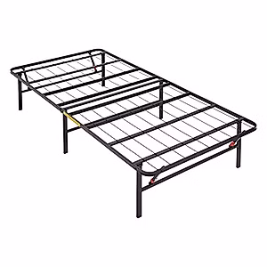 Amazon Basics Foldable Metal Platform Bed Frame with Tool Free Setup, 14 Inches High, Twin XL, Black