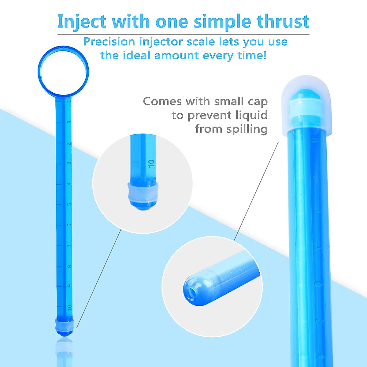 ANGCURE lube applicator for Women,Men,Female Lubricant Tube Shooter with 10ml Scales [2 Pack+Storage Bag] Reusable, Smooth with Rounded Tip & Cap,Easy use/Clean