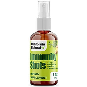 California Natural Immunity Shots 1oz Spray Opti-Zinc, Organic Ginger Root, Oregano Oil - Potent & Pure Immune System Booster - Immune System Support - 1oz