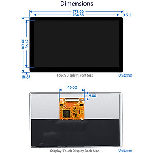 waveshare 7inch IPS Capacitive Touch Display 1024x600 Pixel, Integrated Thin and Light LCD with Adapter Board, for Raspberry Pi/Jetson Nano/Windows/PC, Support Windows/Linux/Android