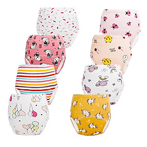 JackLoveBriefs Potty Training Pants for Girls, Toddler Learning Designs Training Underwear Pants(8 Packs, White, 2-3T, S)