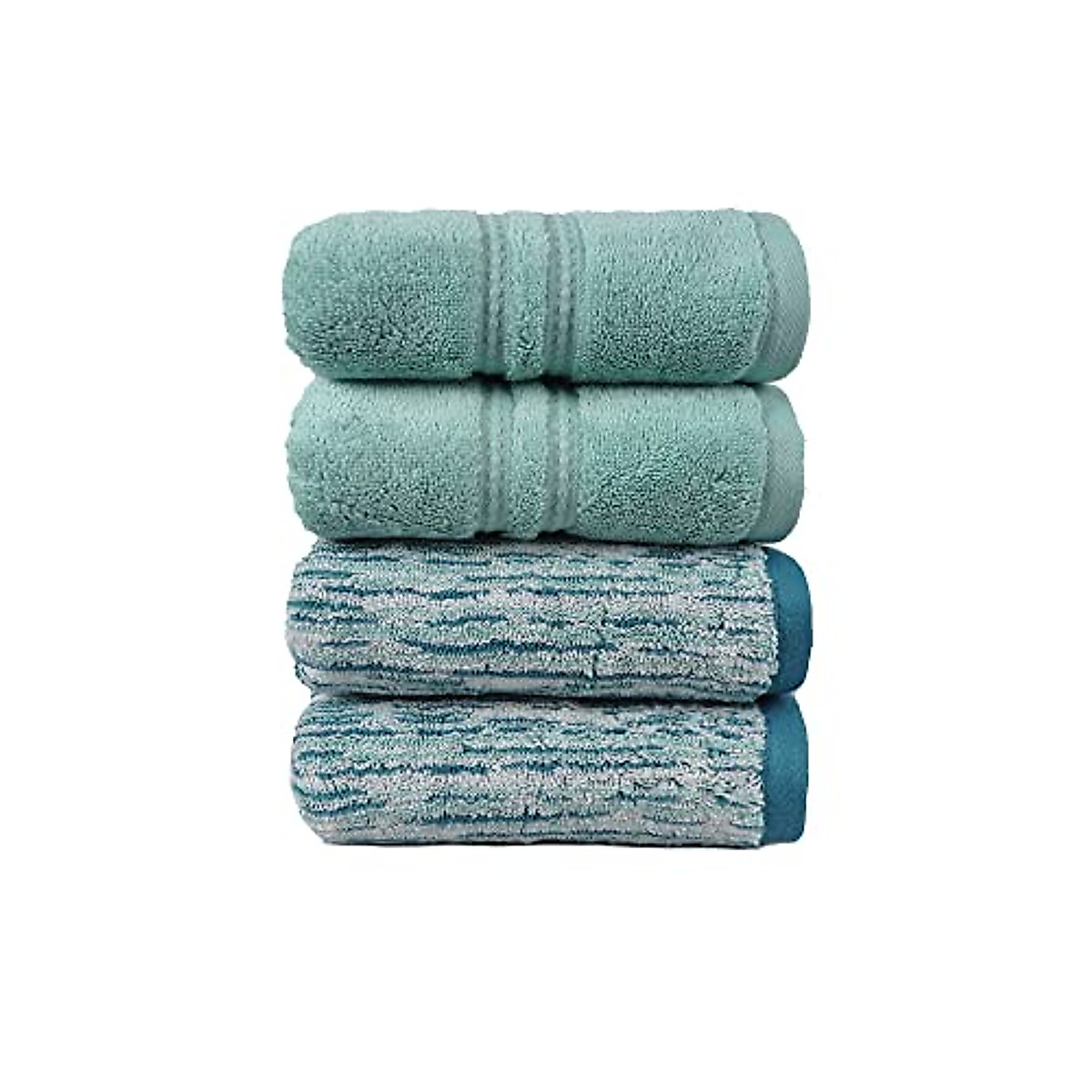 kathy ireland® 100% Cotton Hand Towels Set, 4 Piece Bathroom Towels, Ultra Soft, Highly Absorbent Luxury Hotel & Spa Towels Large Hand Towel, 600 GSM (Aqua)
