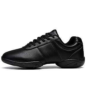 NIYAOSM Cheer Shoes Adults Black Dance Shoes Youth Womens Cheerleading Shoes Training Athletic Comfortable Sneakers Flats Black Size 5