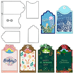 Estivaux 3D Card Shape Die Cuts for Card Making, Rectangular Gift Card Envelope Cutting Dies Sets Label Tag Dies Stencils Embossing Template for Scrapbooking DIY Cards Album Crafts Supplies