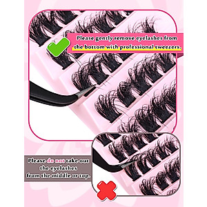 DIY Lash Extension Kit Fluffy Flat Lash Clusters with Kit Lash Bond and Seal and Cluster Eyelashes Applicator Tool D Curl Eyelash Extension Kit Individual Lashes Cluster by FANXITON
