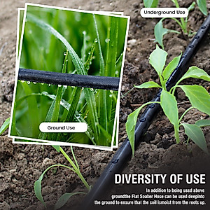 Soaker Hose - Flat Soaker Hose 100FT for Garden Beds, Water Garden Soaker Hose Linkable Consistent Drip Irrigation Hose Save 83% Water