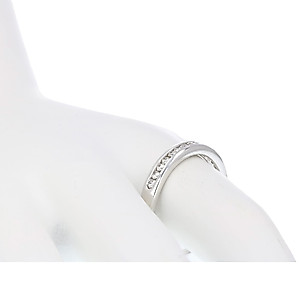 VIR JEWELS 1/5 carat (ctw) Diamond Wedding Anniversary Band for Women, Half Eternity Round Diamond Engagement Ring 10K White Gold Channel Set 0.20 cttw, Size 8.5